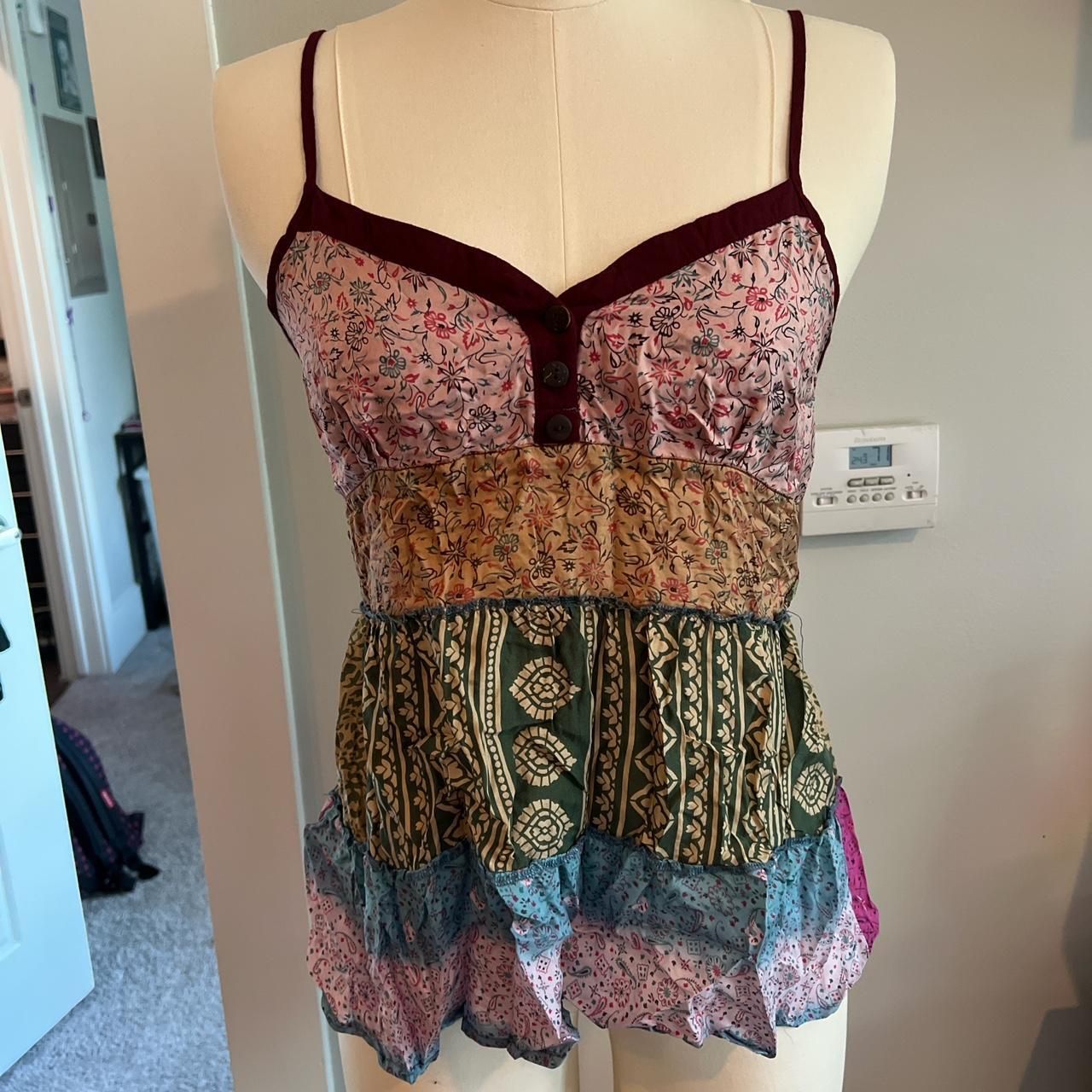 Ultra Pink- multi colored tank top with adjustable... - Depop