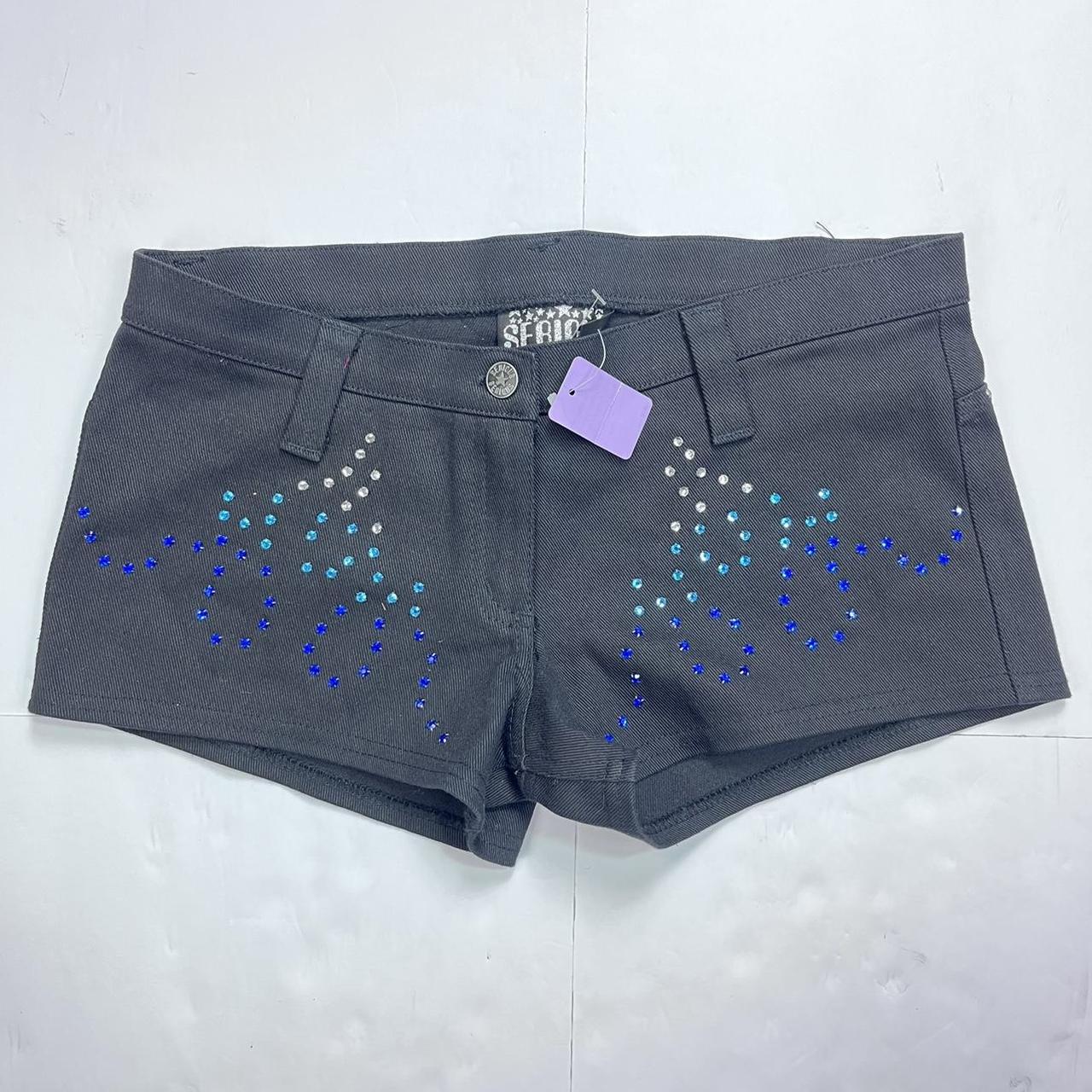 Lip Service Women's Black and Blue Shorts | Depop