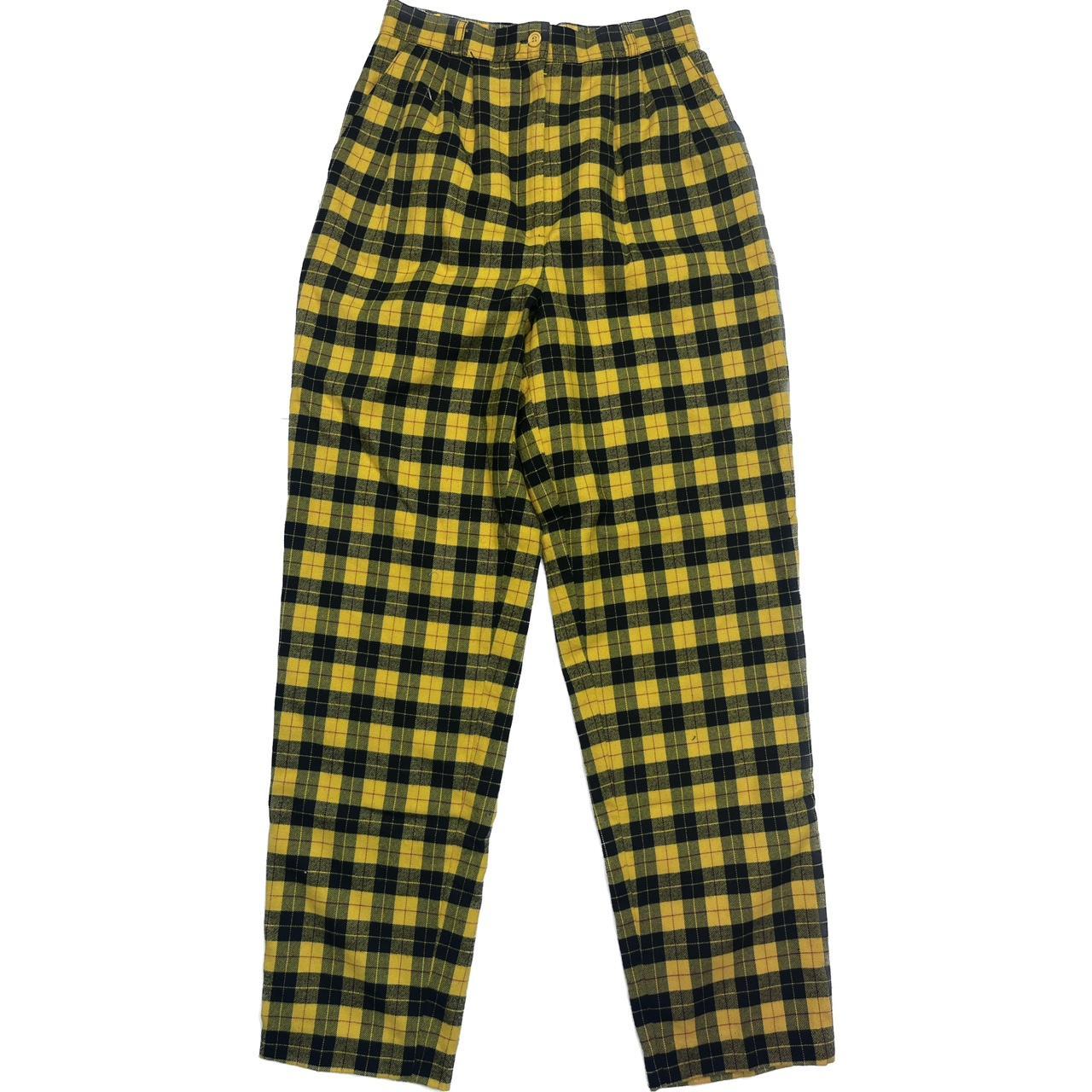 Vintage Super High Rise Yellow Plaid Pants by Taylor... - Depop