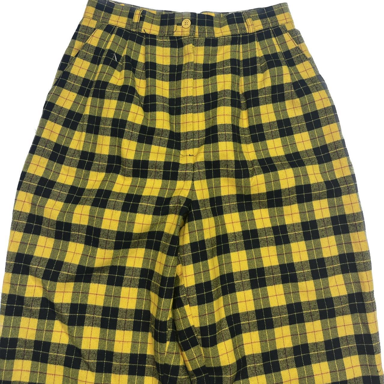 Vintage Super High Rise Yellow Plaid Pants by Taylor... - Depop