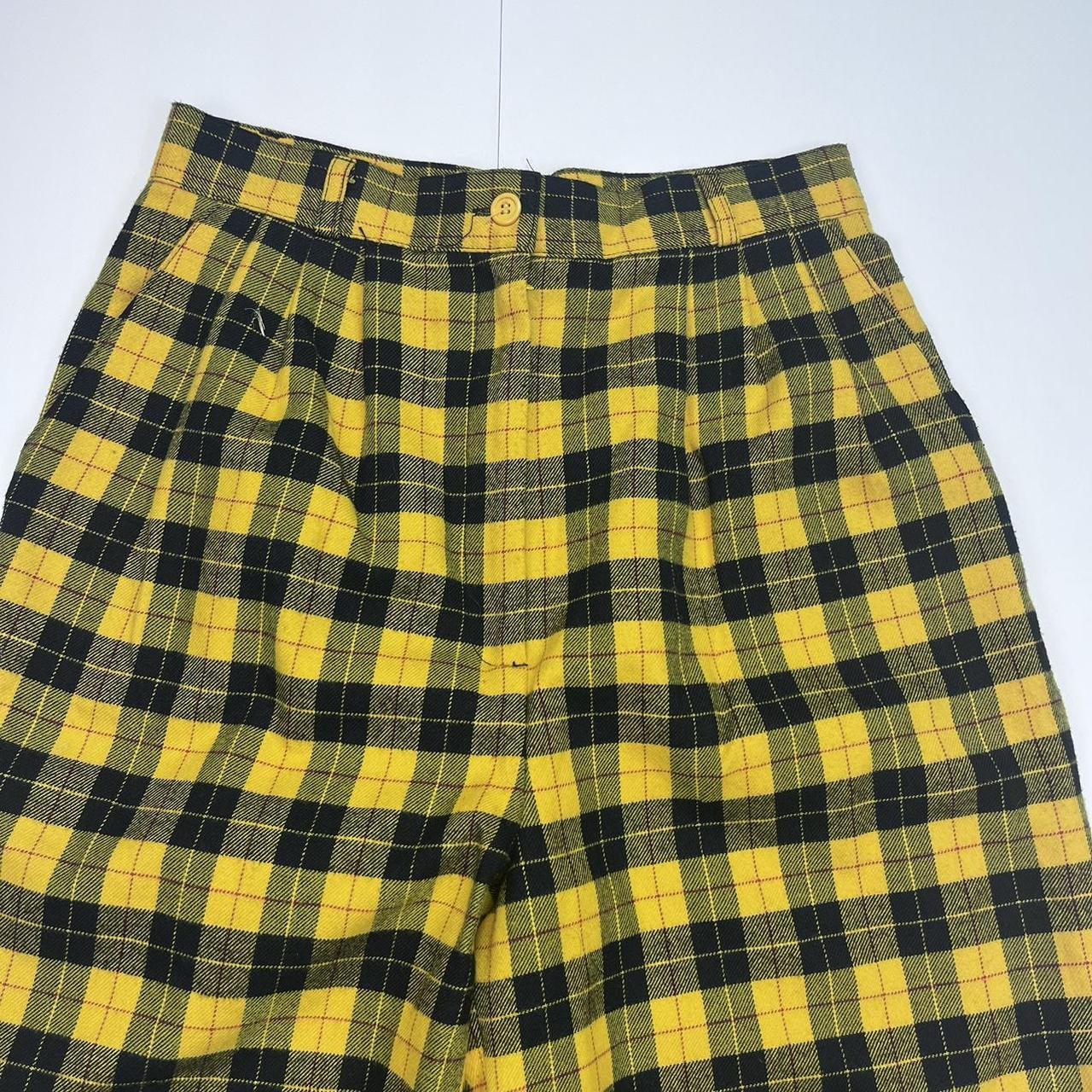 Vintage Super High Rise Yellow Plaid Pants by Taylor... - Depop