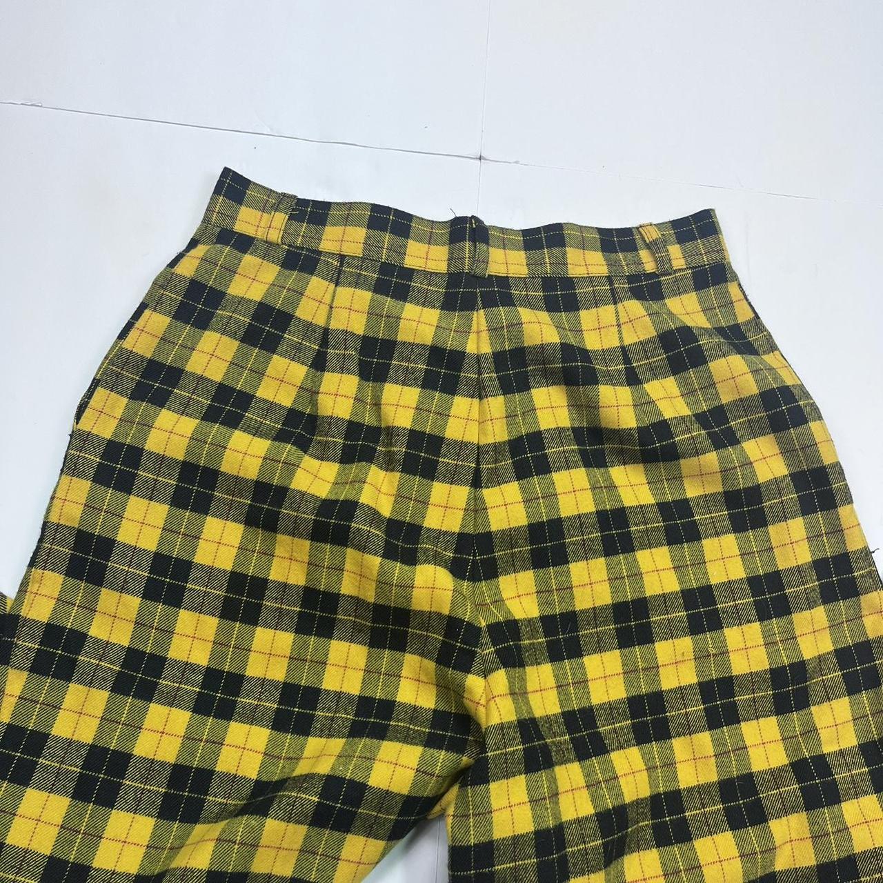 Vintage Super High Rise Yellow Plaid Pants by Taylor... - Depop