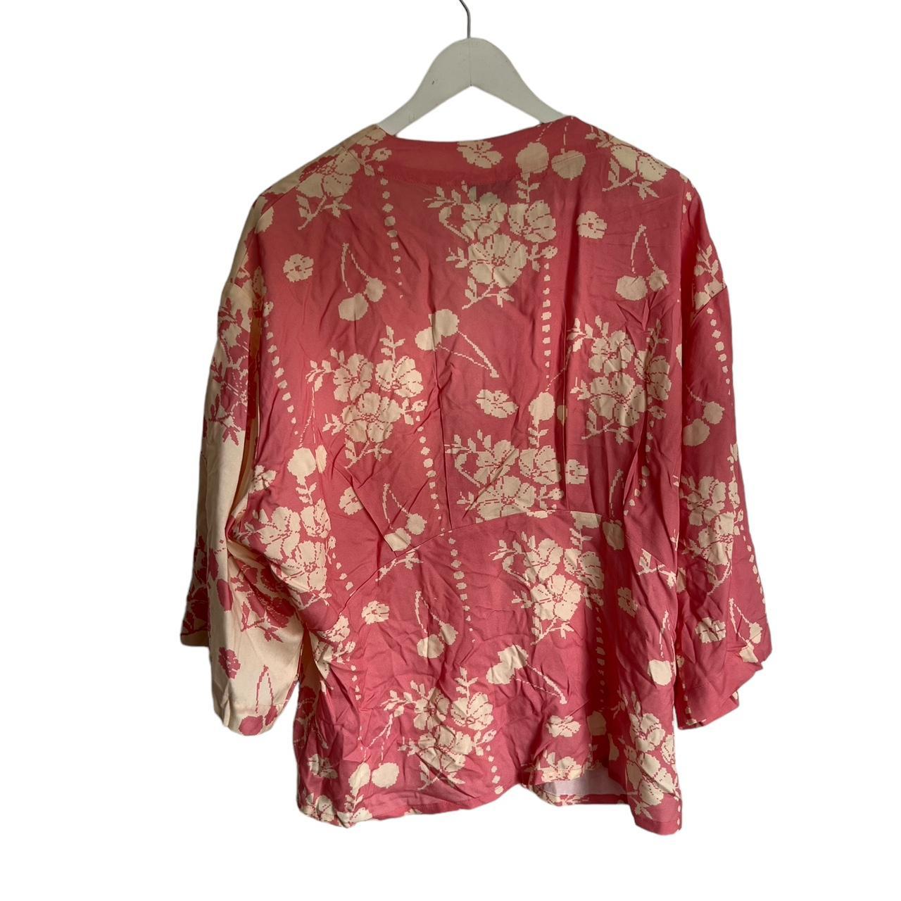 Wild Lovers Kimono Pink Cream Floral Kimono Jacket... - Depop