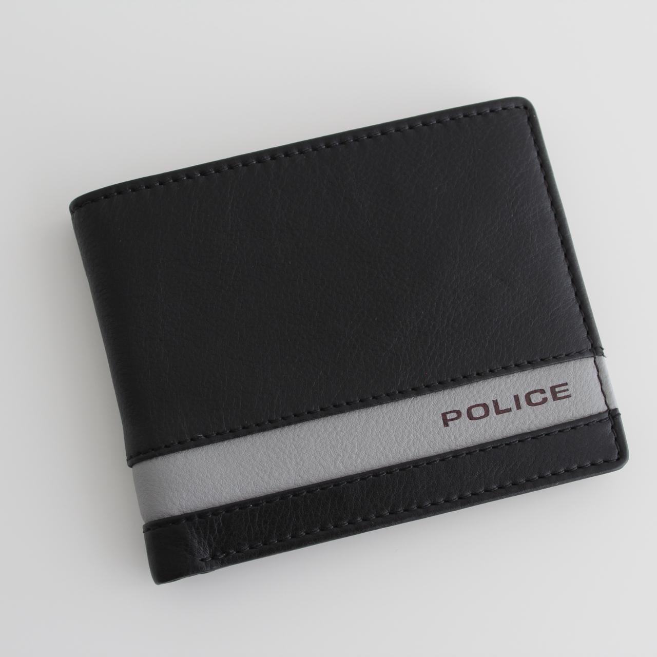 Black POLICE wallet with grey accent stripe Very... - Depop