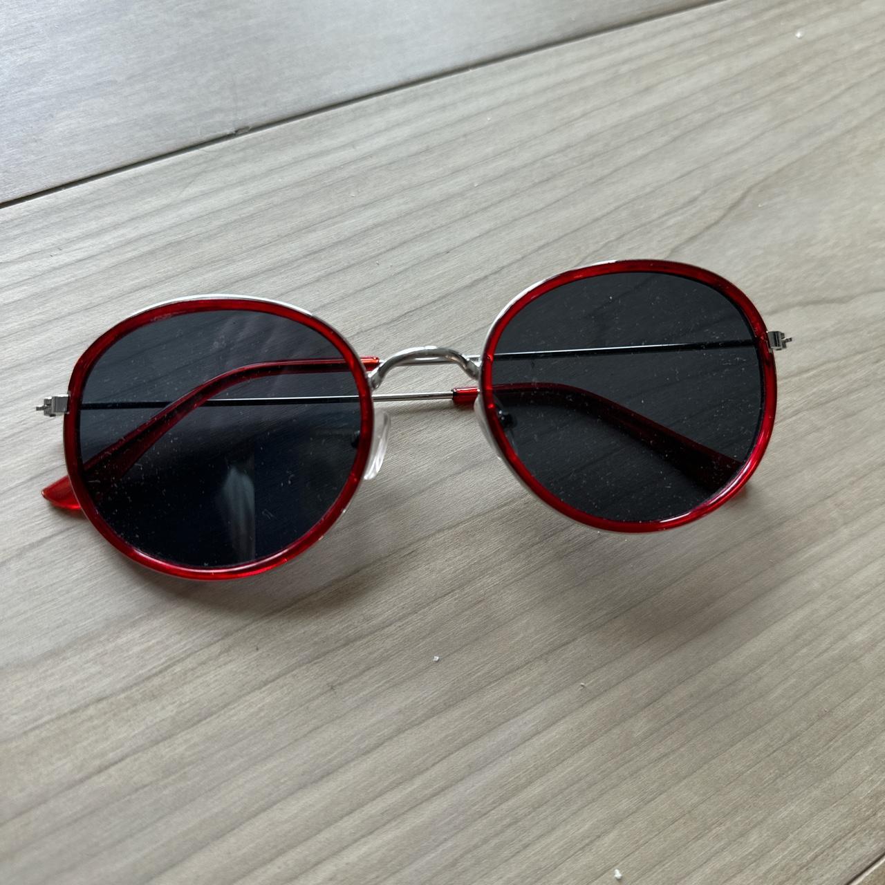 Round red framed sunglasses. Great for any occasion,... - Depop
