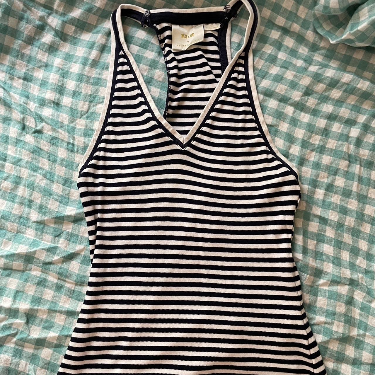 Small Maeve navy and white striped tank top. It is a... - Depop