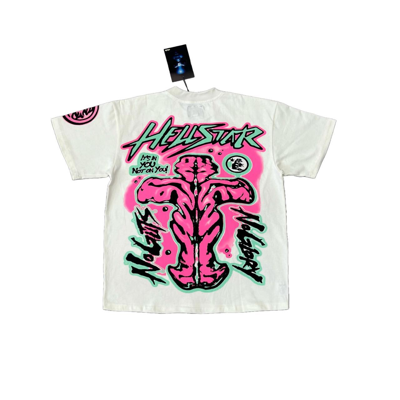 Hell Star T-shirt White & Pink Size medium #hellstar... | Depop