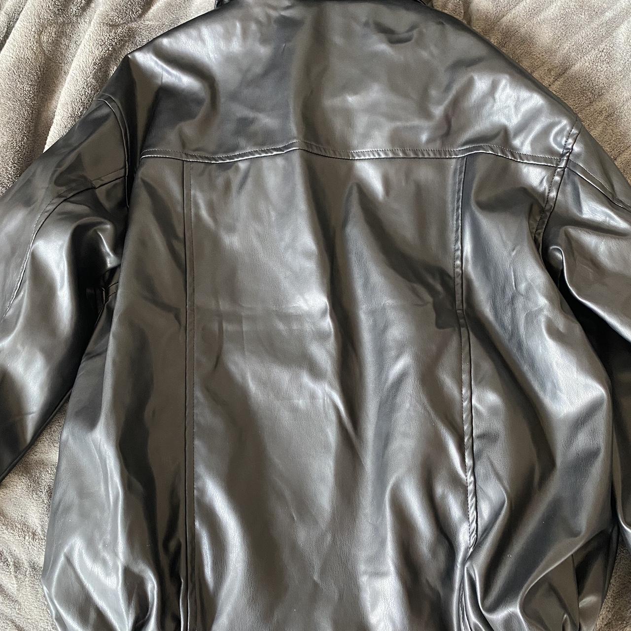shien black leather jacket 🌟size small 🌟never... - Depop