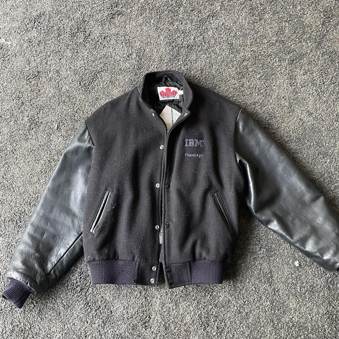 vintage real leather bomber jacket brought from... - Depop