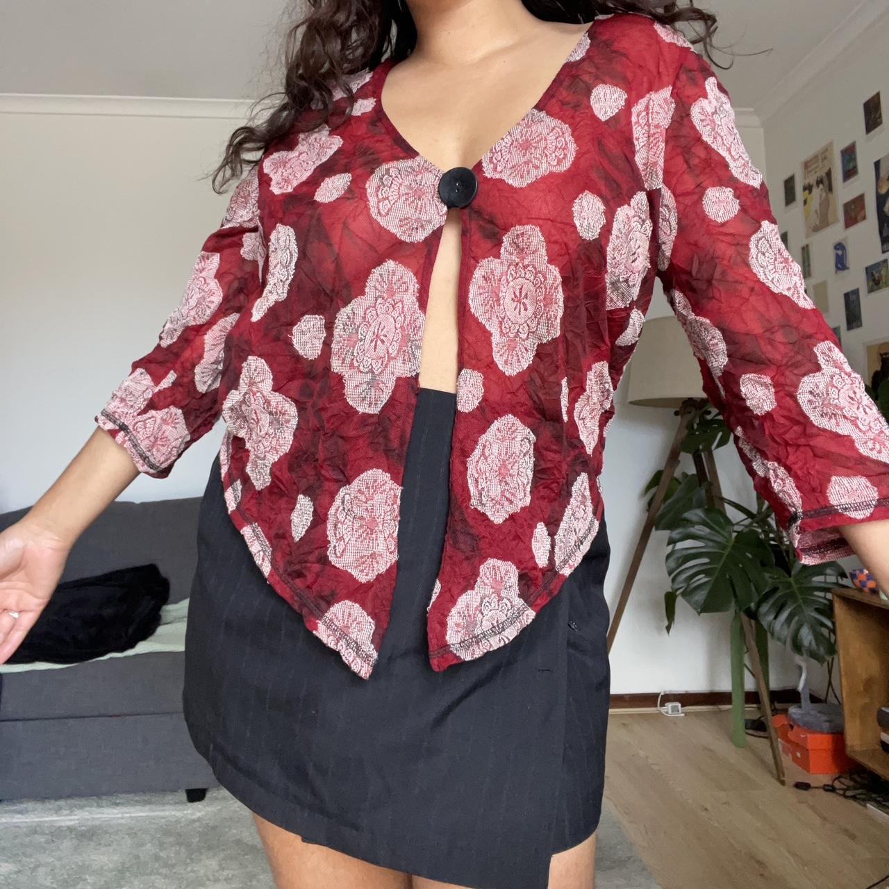 Red patterned top ♥️🌹 perfect for day/night -unique... - Depop