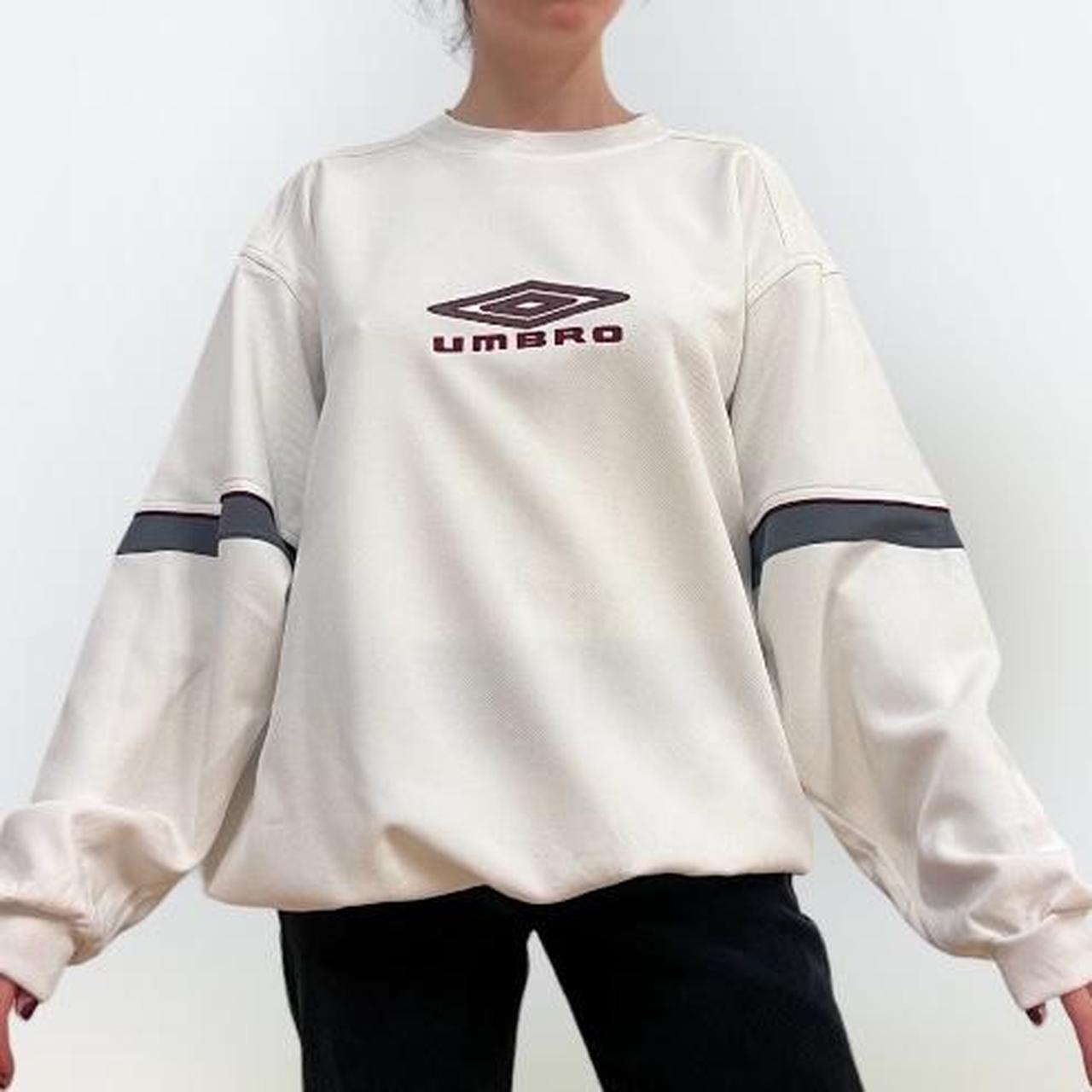Vintage Umbro white oversized sweatshirt Embroidered... - Depop