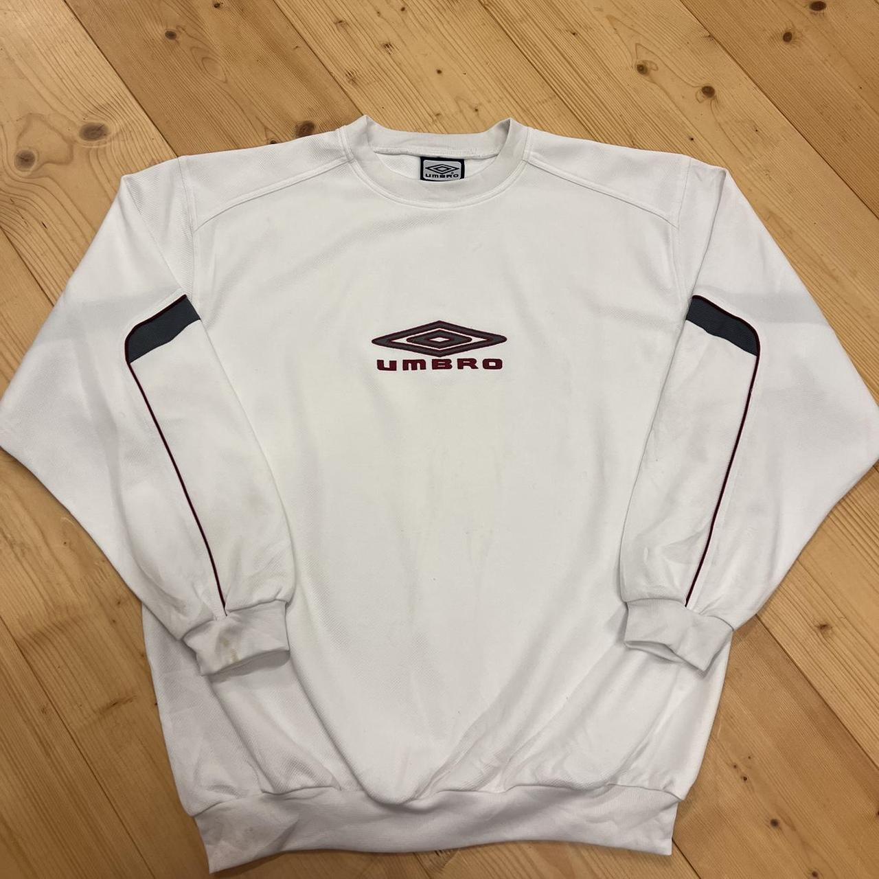Vintage Umbro white oversized sweatshirt Embroidered... - Depop