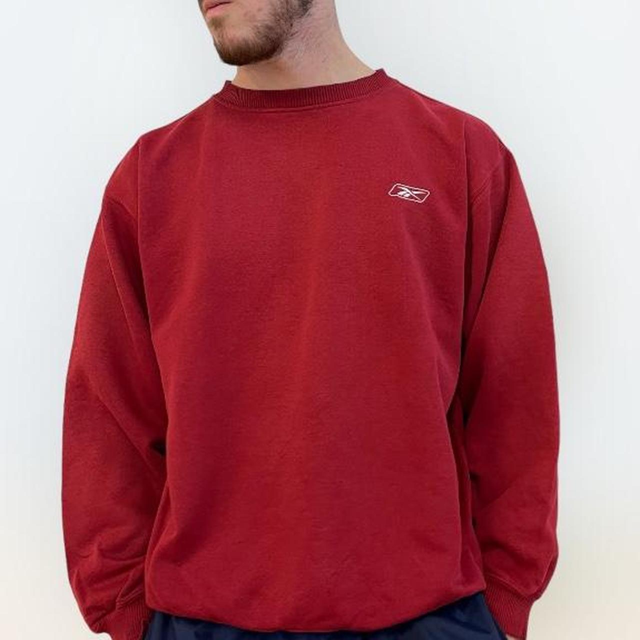 Red vintage Reebok sweatshirt oversized embroidered... - Depop
