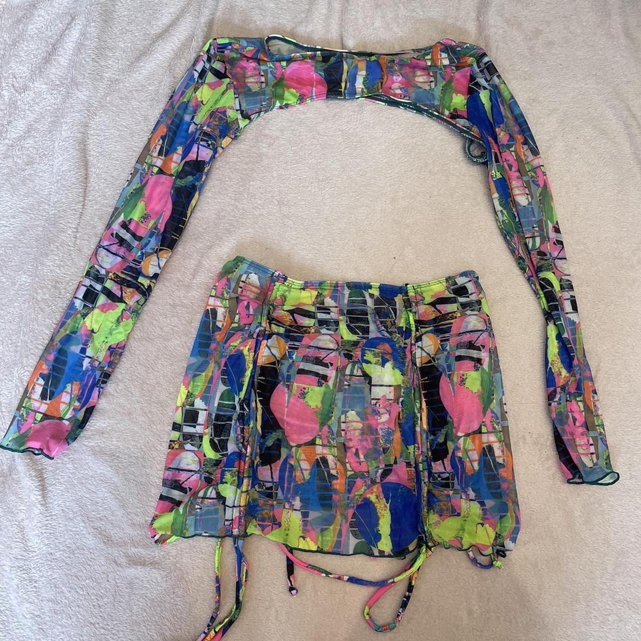 neon bikini cover up, worn once so good condition,... - Depop