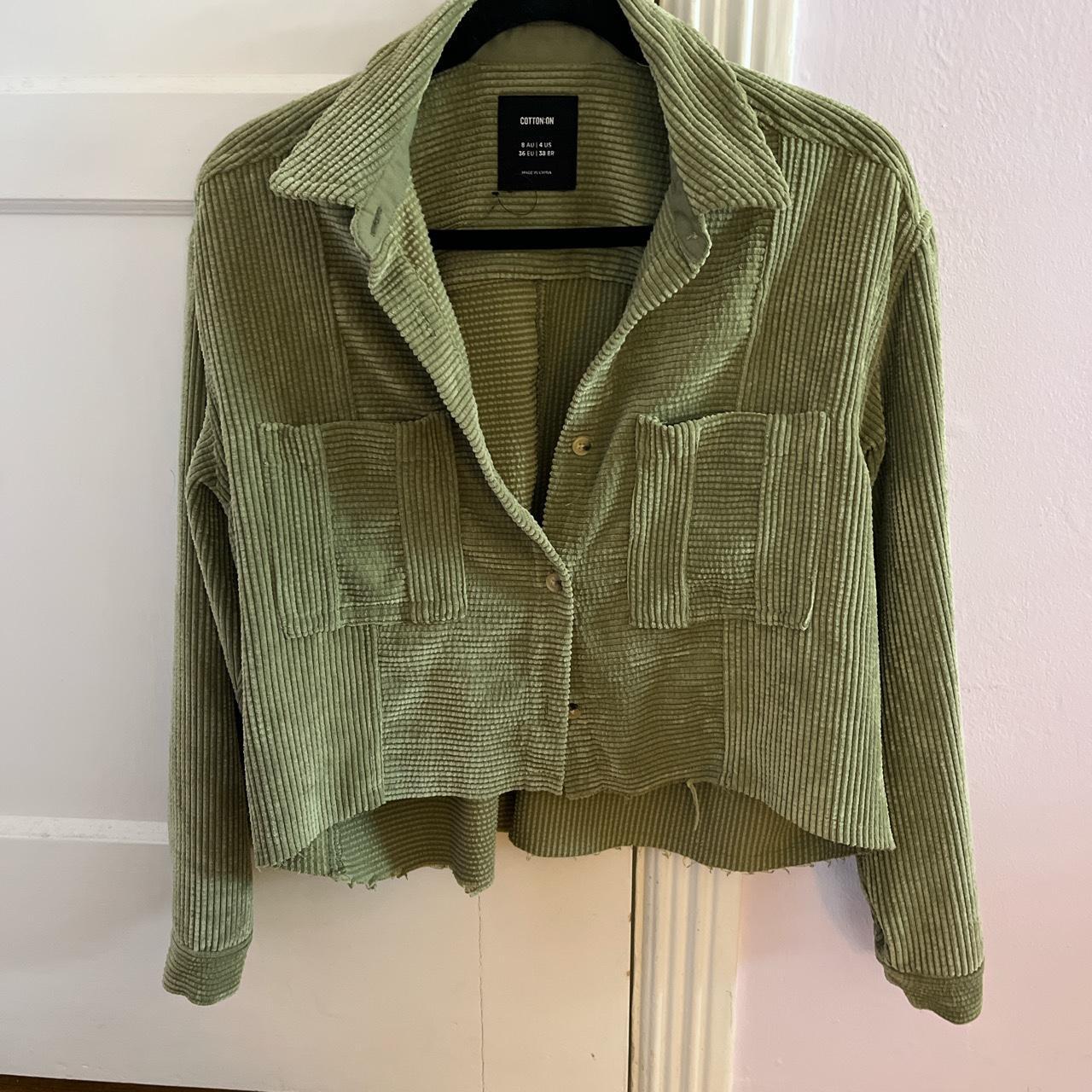 Green corduroy jacket Super cute for winter Worn... - Depop