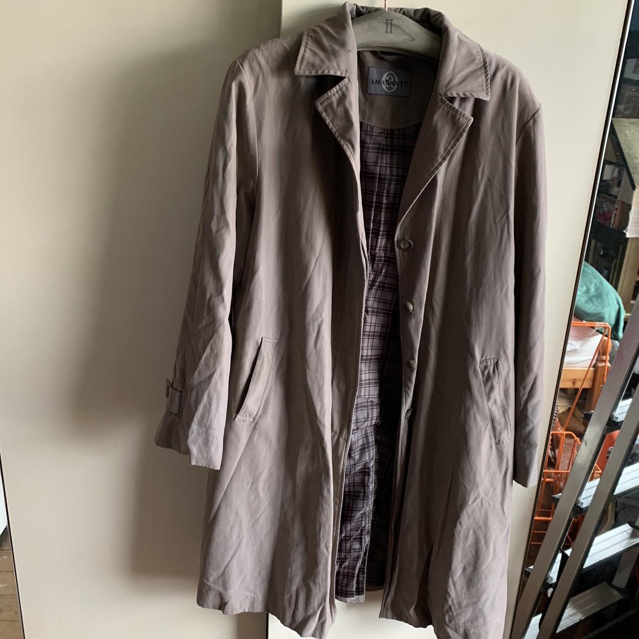 Amaranto light brown button down trench coach, no... - Depop