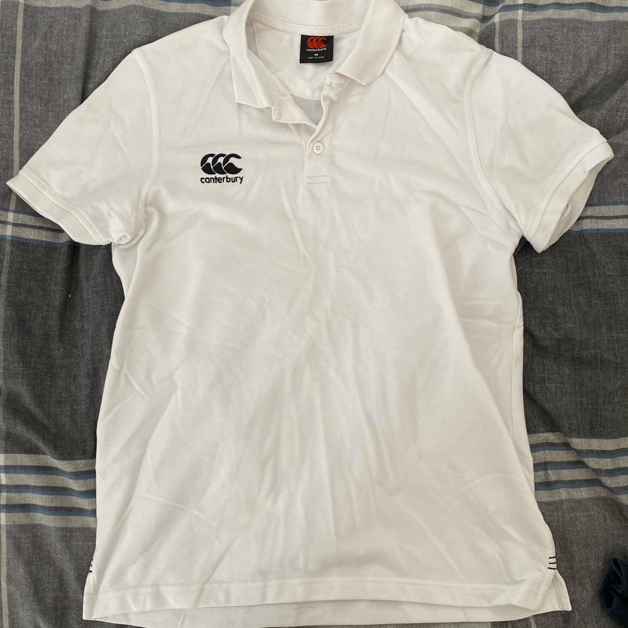 White Canterbury Polo Shirt - Depop