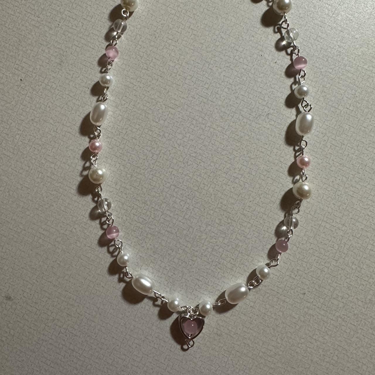Pink heart necklaces #necklace #cottagecore... - Depop