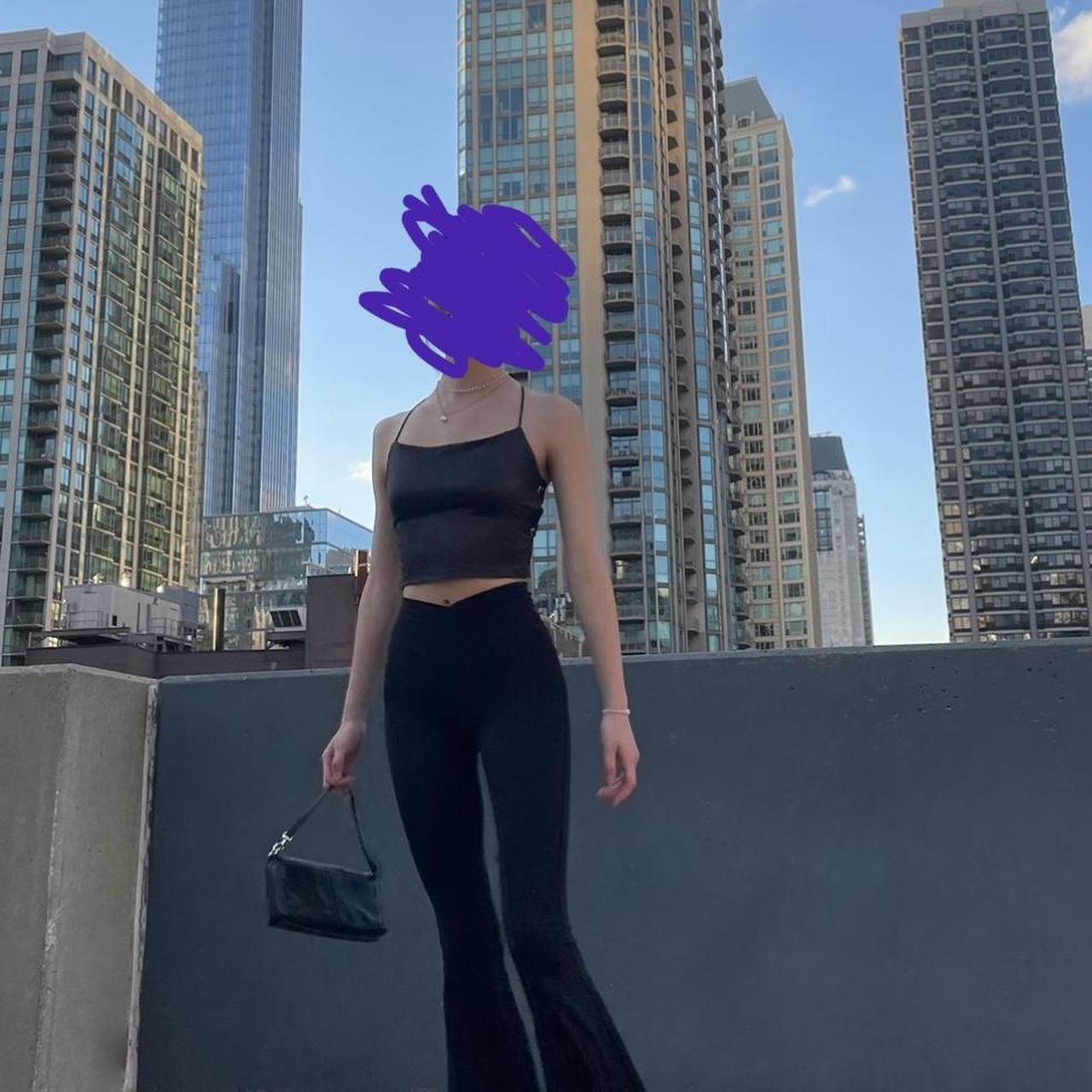 black satin cross tie top perfect for going out or... - Depop