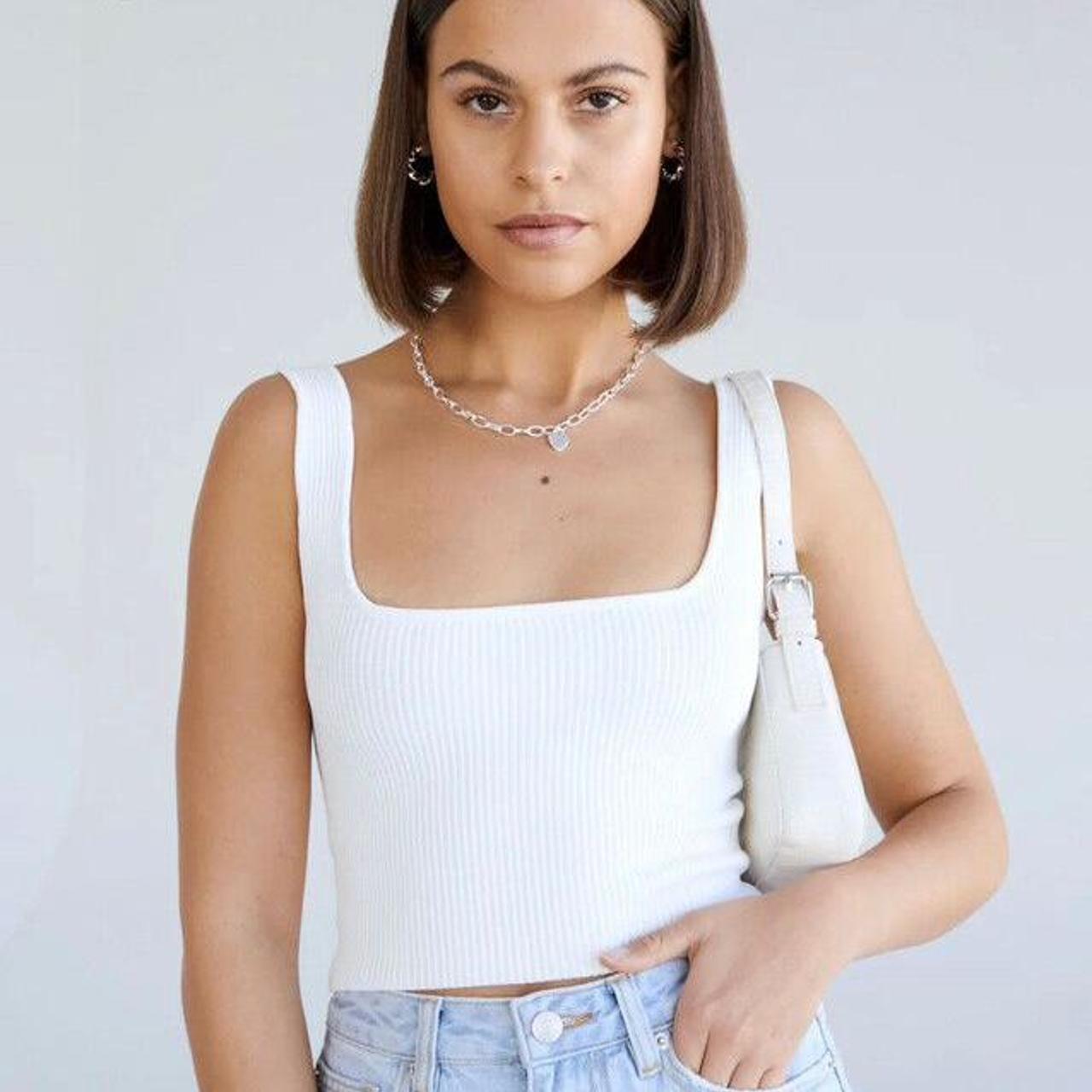 Glassons Square Neck White Top - Depop