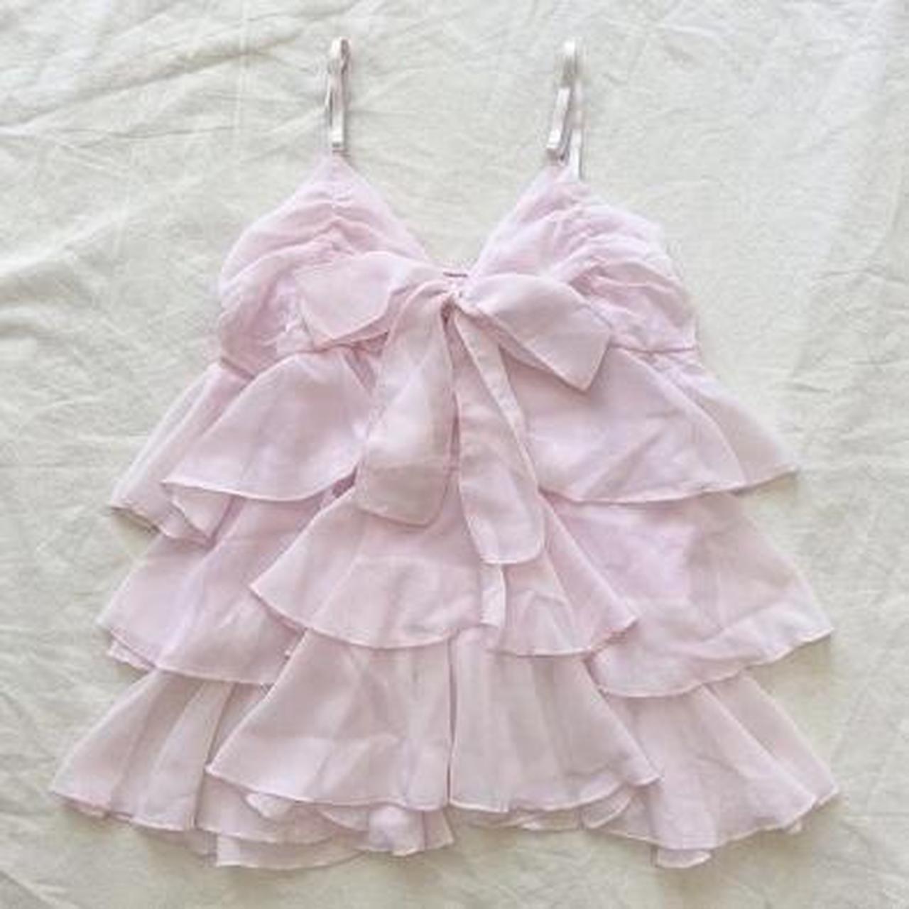 Coquette pink ruffle top with a bow detail 🎀 Made... - Depop
