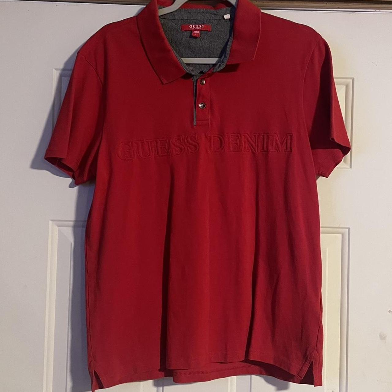 Red Guess Jeans Polo, red on red Cuh Edgar core ,... - Depop