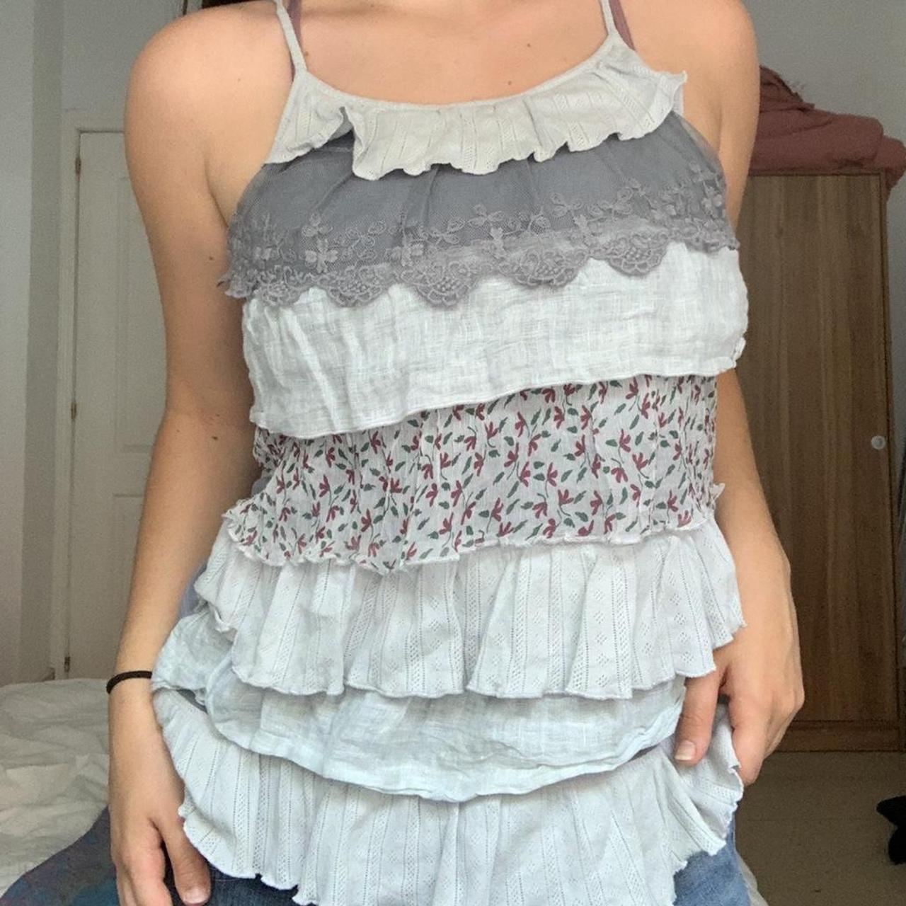 Super cute frilly vest top Size 6/8 seen on an... - Depop