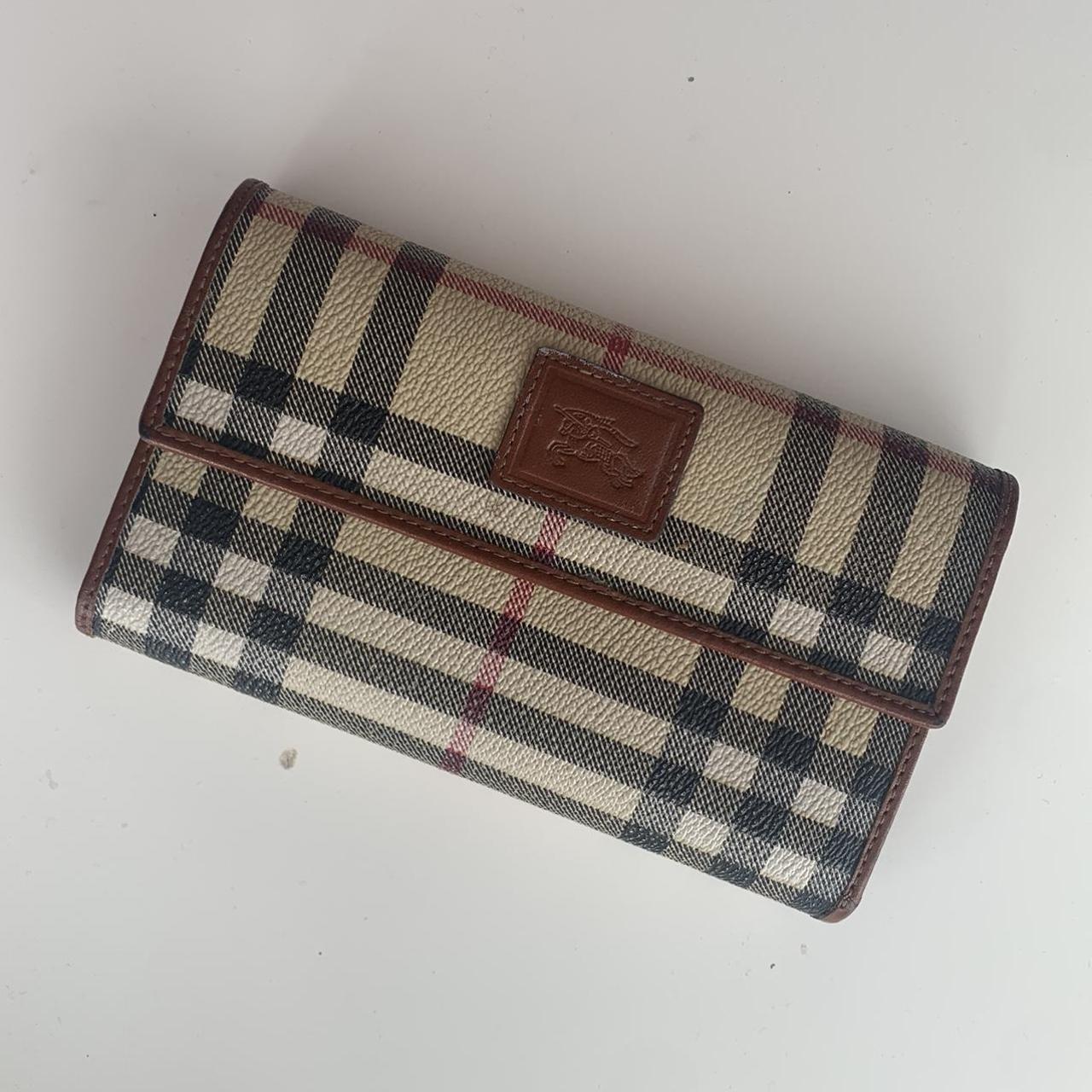 Burberry vintage wallet with leather small folding... - Depop