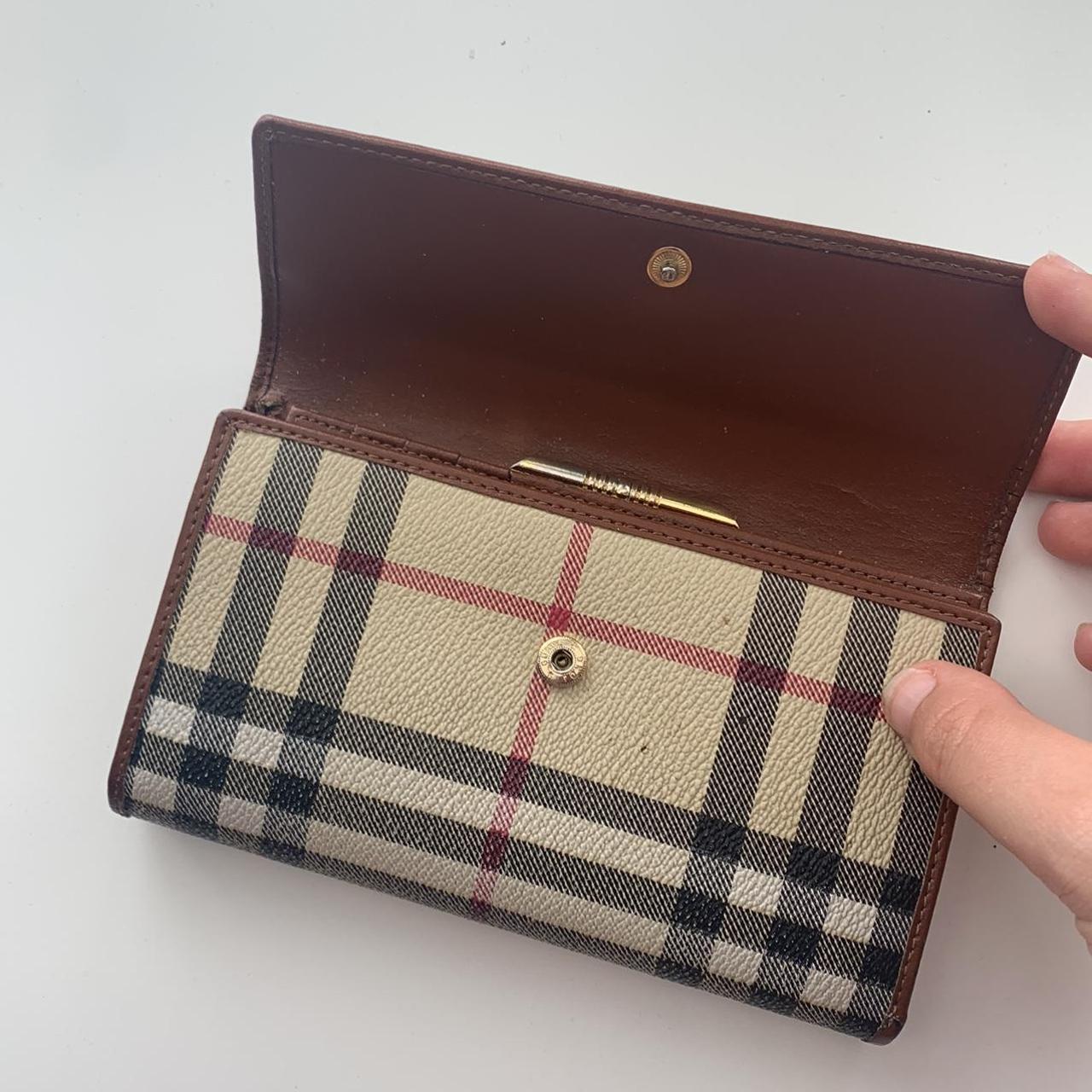 Burberry vintage wallet with leather small folding... - Depop