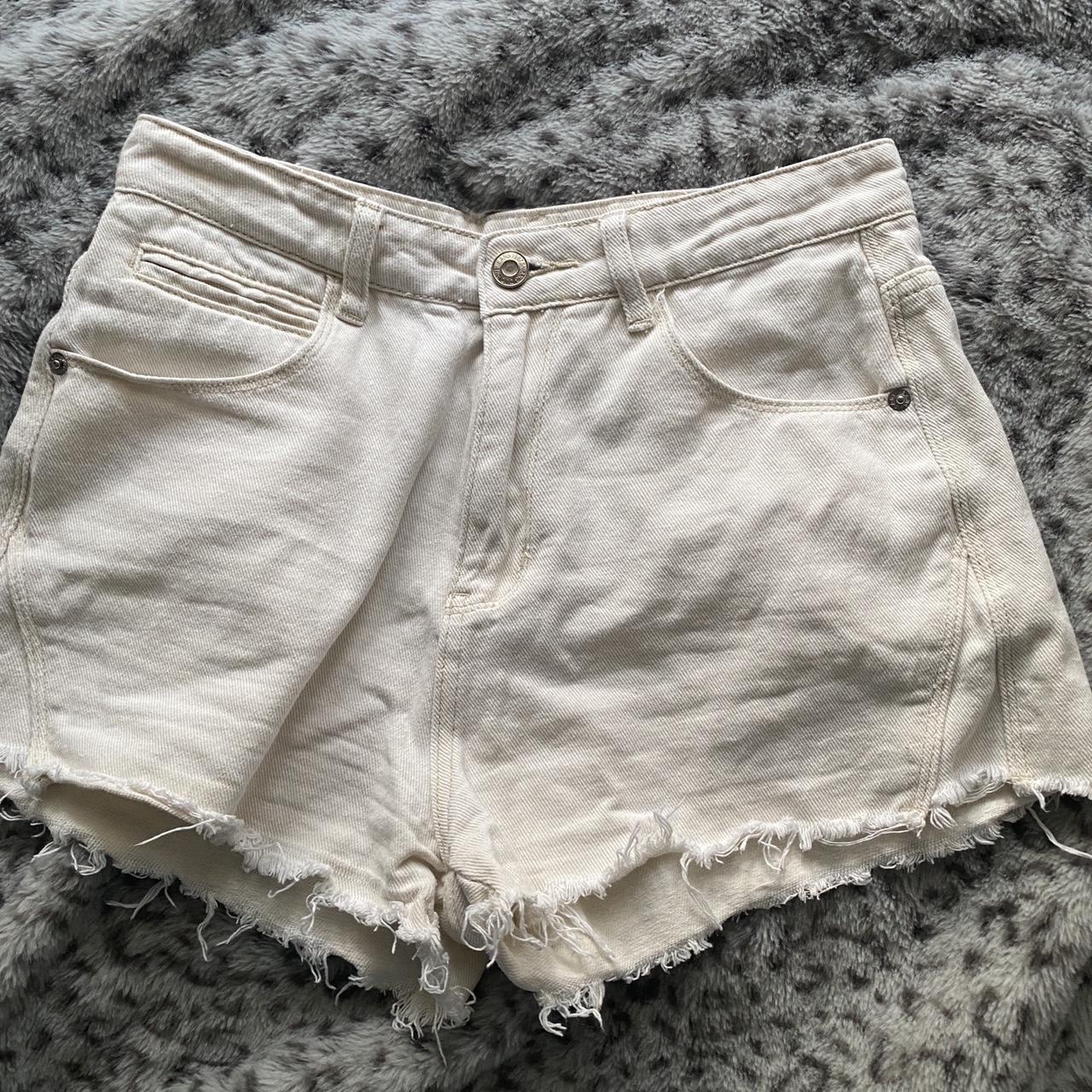 Hardly worn shein beige denim shorts, size 8/S but... - Depop