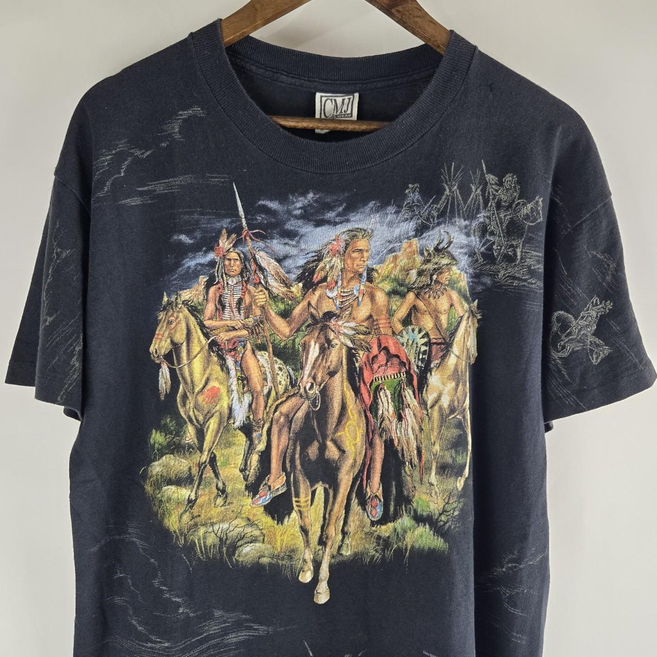 Vintage 90's Native American AOP CMJ 3D Emblem | Depop Vintage 90's Native American AOP CMJ 3D Emblem | Depop