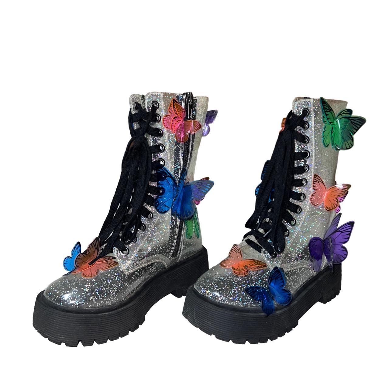 GLITTERY SEE- THROUGH 3D BUTTERFLY PLATFORM COMBAT... - Depop