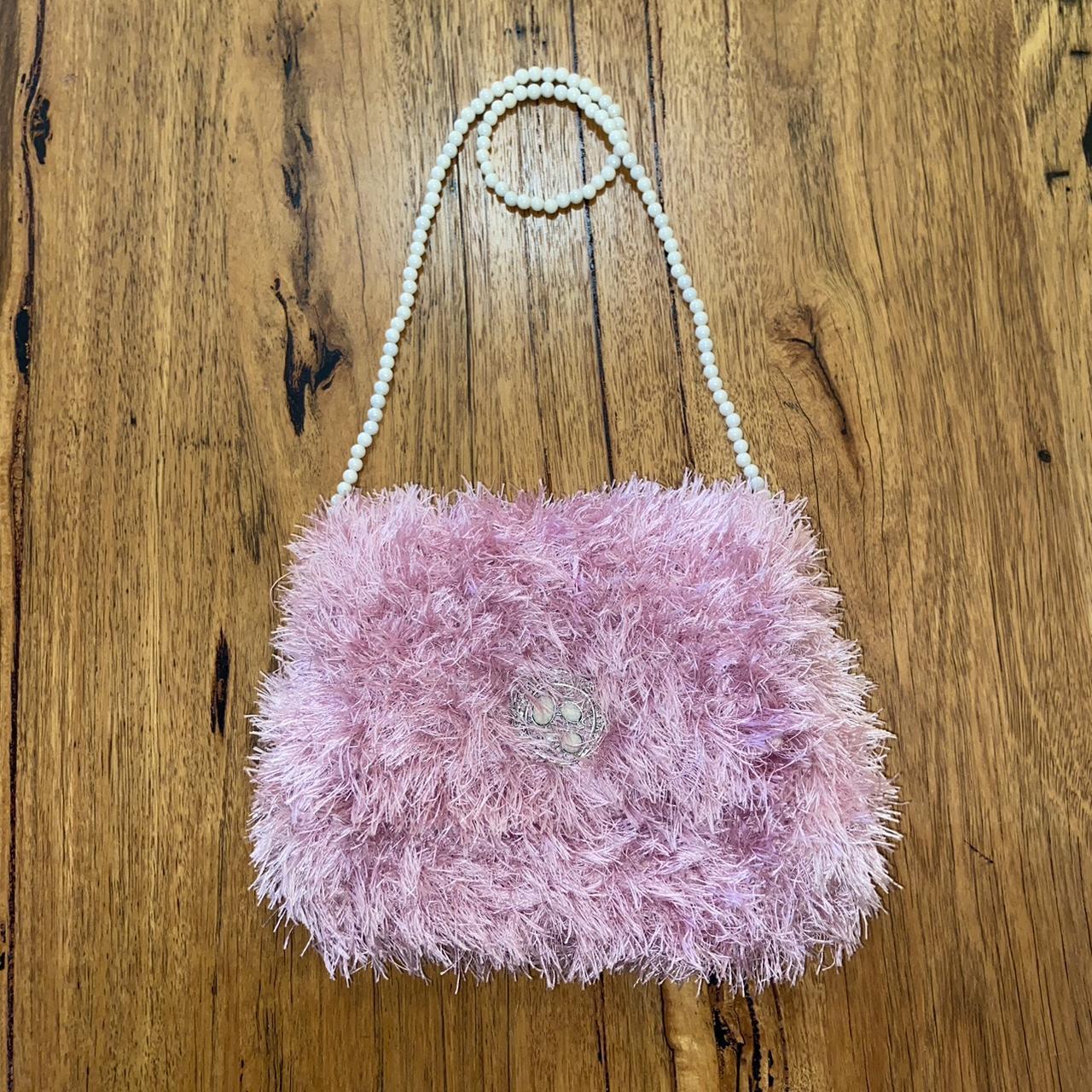 Coquette/hyper-femme shaggy bubblegum pink trapezoid... | Depop