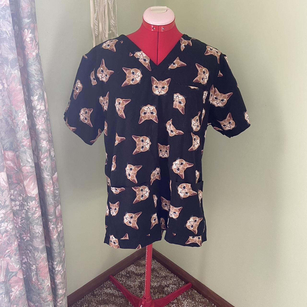 🐱 Dangerfield ‘cat Face Scrubs Top 🐱 Black Based Depop