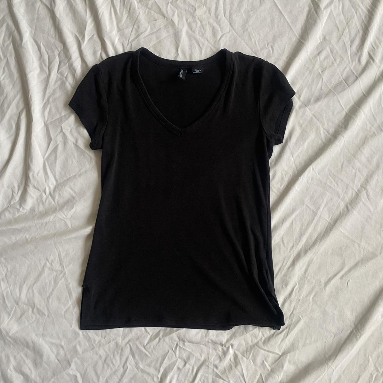 Cynthia Rowley V neck black tee It has cute slits... - Depop