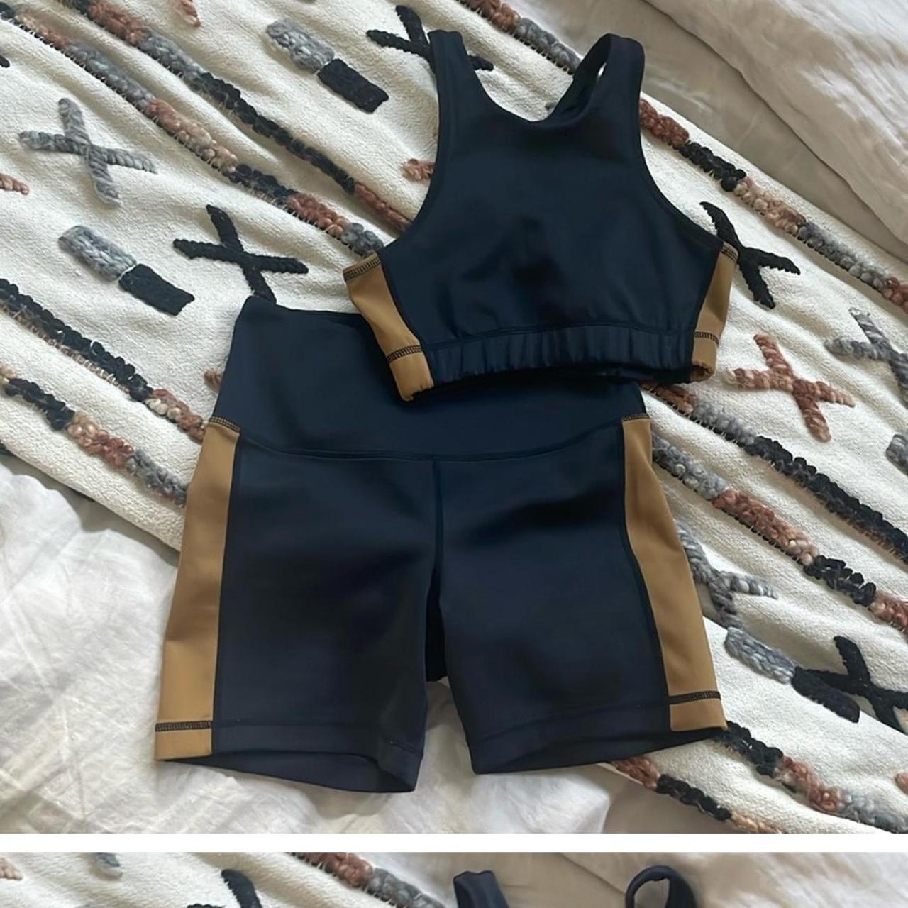 Black and tan cycling shorts and top set. Tan +... - Depop