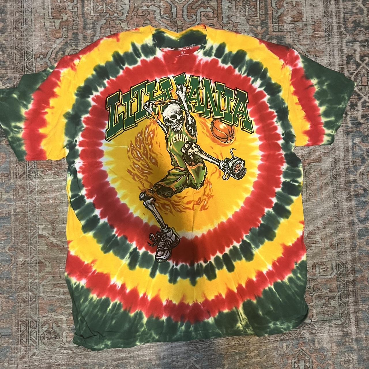 lithuania tie dye skeleton basketball shirt size large - Depop