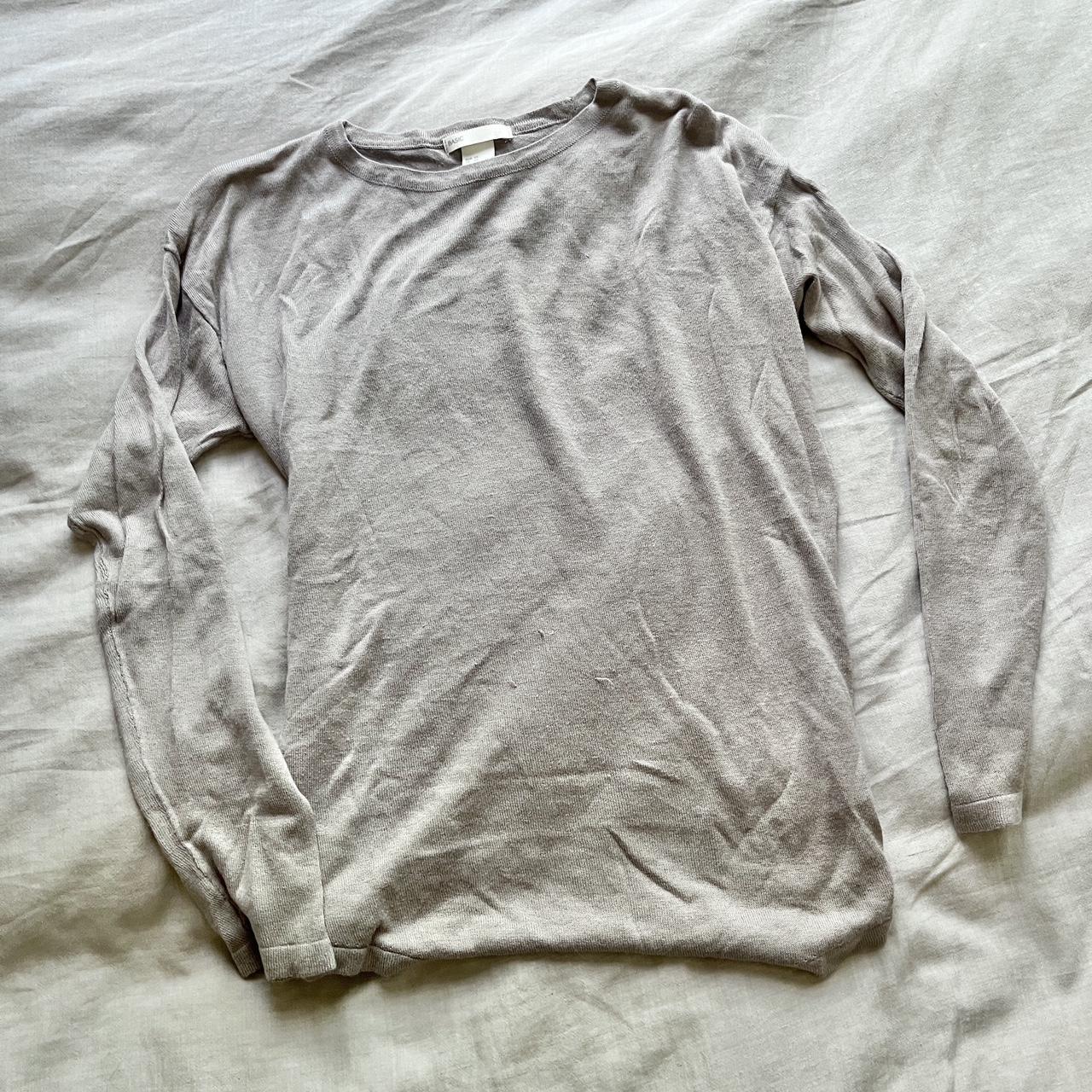 h&m basic long sleeve pale greyish-purple... - Depop