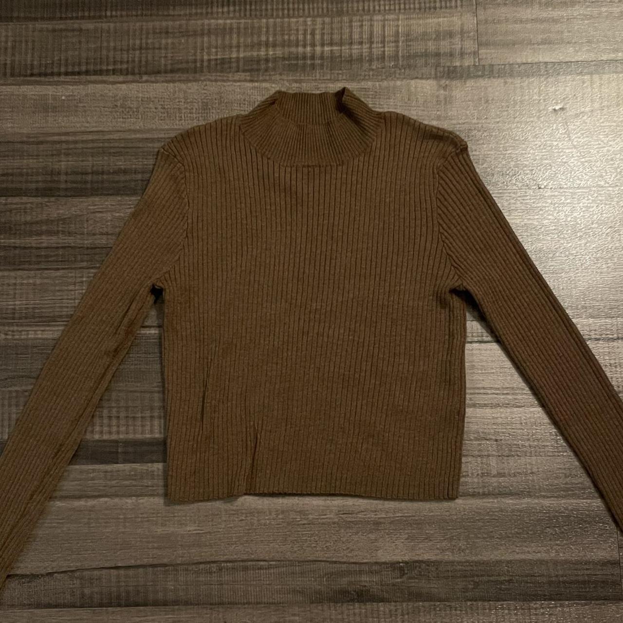 Brown ribbed turtleneck - Depop