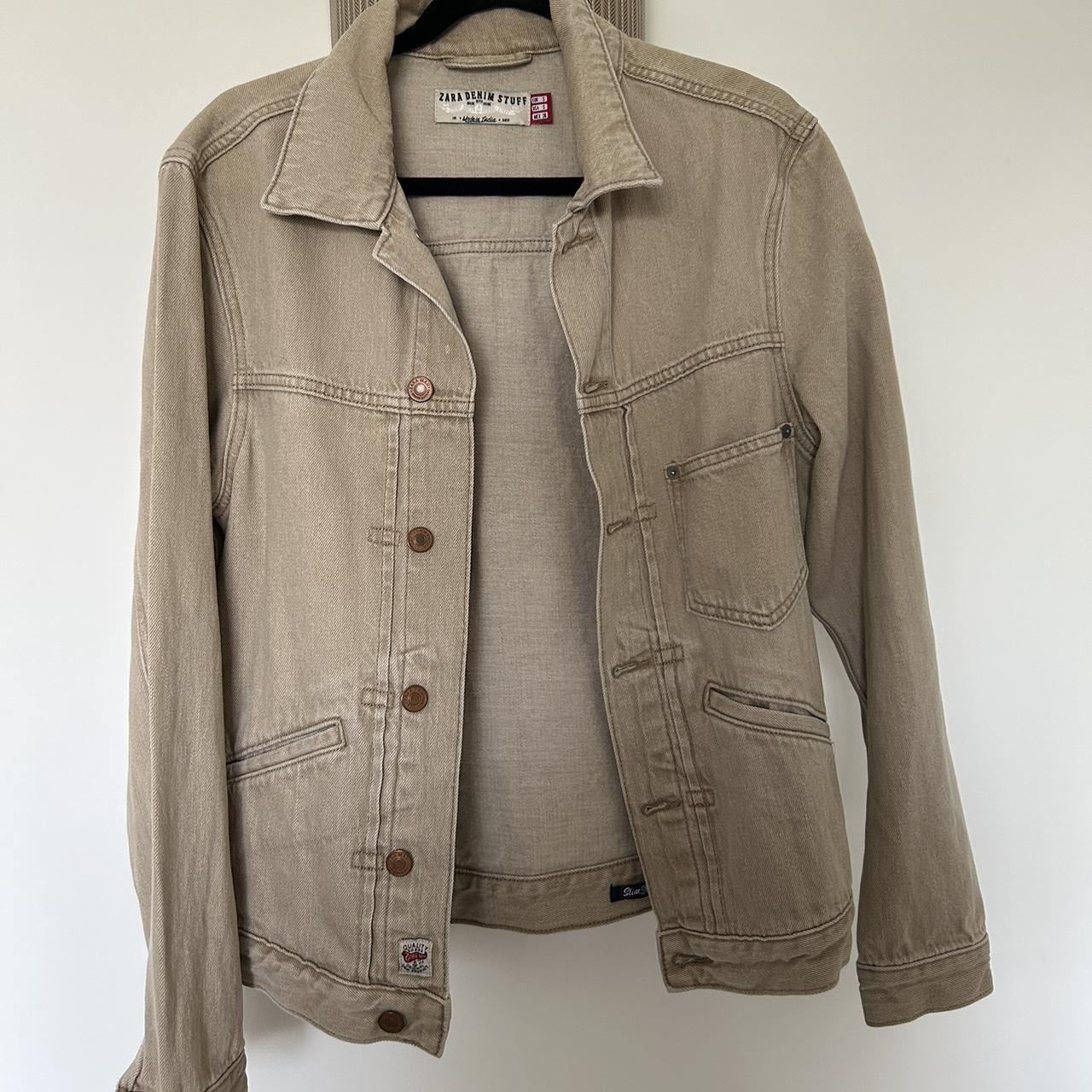 Zara Men’s Small Beige Denim Jacket #beige #denim... - Depop