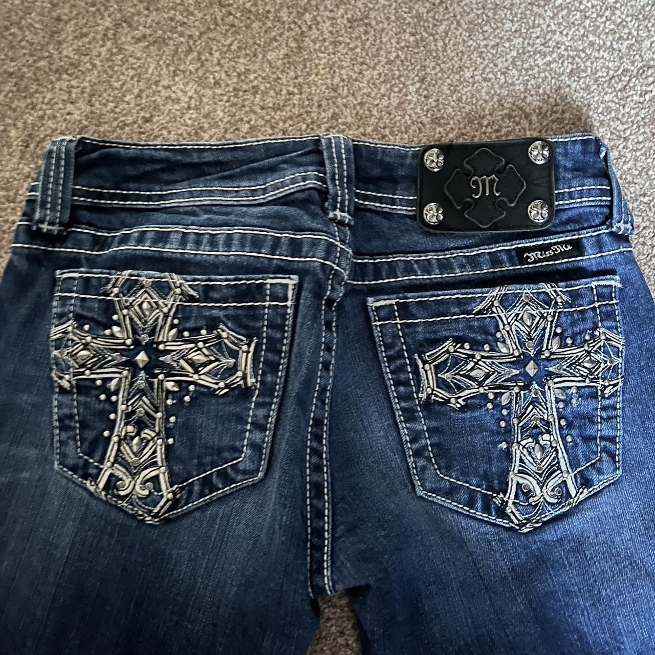 low waisted miss me jeans 27 inch waist miss me... - Depop