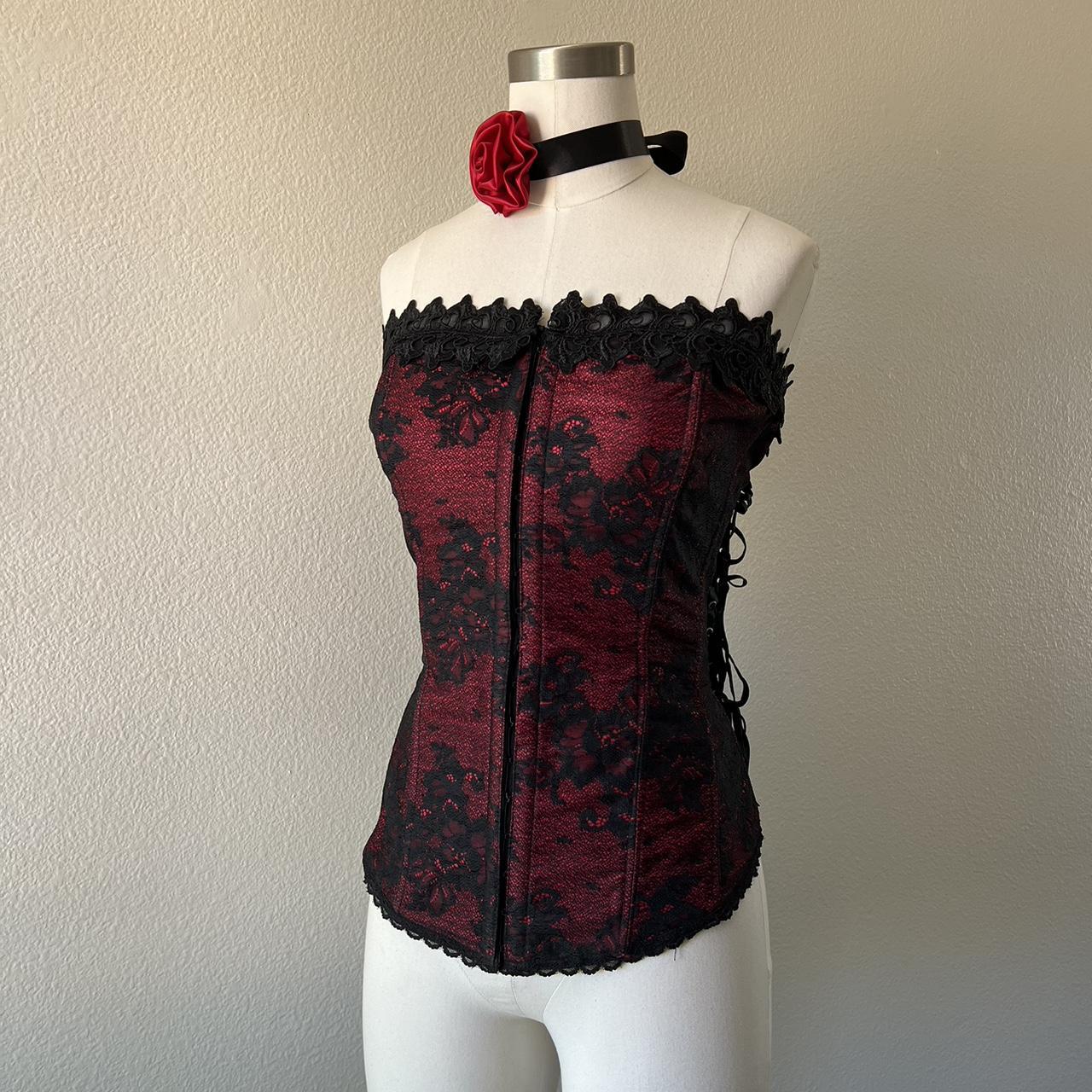 Frederick’s of Hollywood Black and Red Lace... - Depop