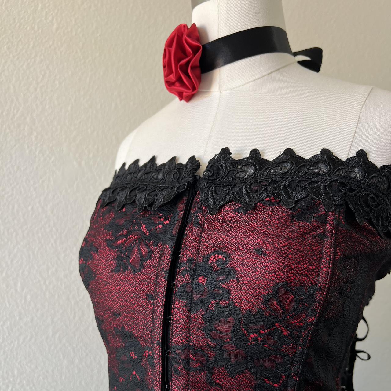 Frederick’s of Hollywood Black and Red Lace... - Depop
