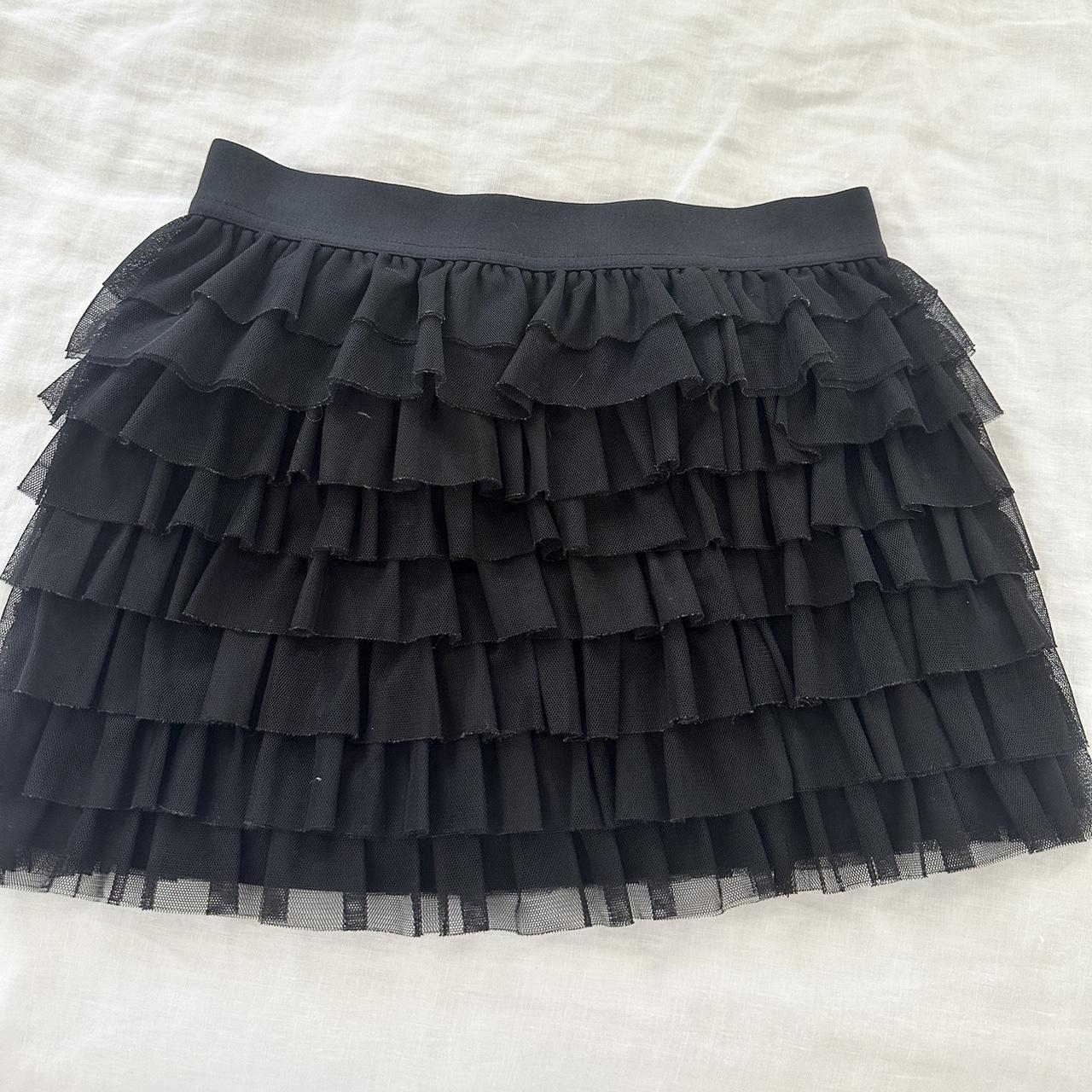 black ruffle mini skirt - Depop