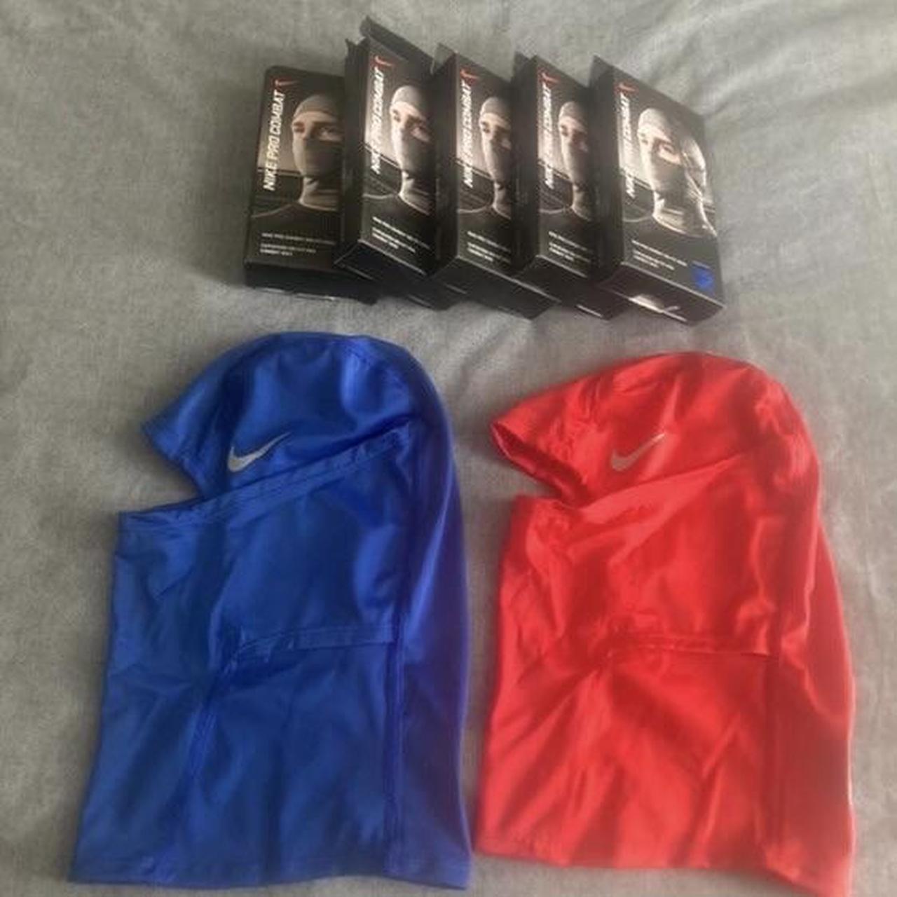 Blue Nike pro combat dri-fit hood hyperwarm... | Depop