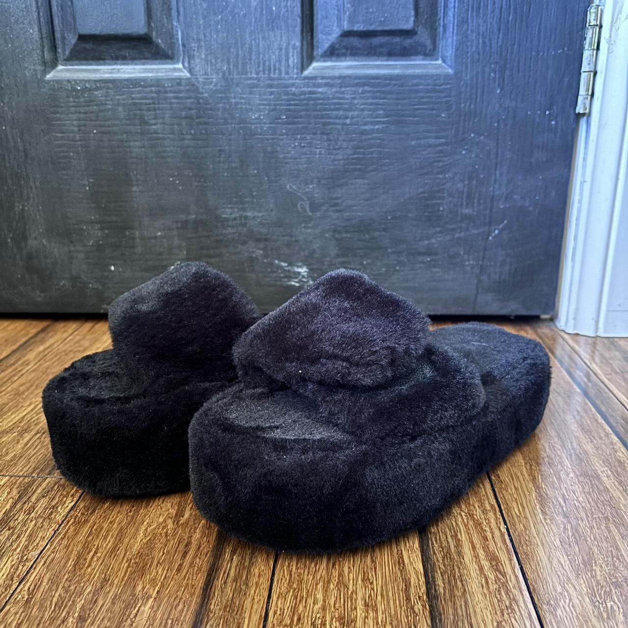 ASOS platform black slippers - fluffy - platform -... | Depop