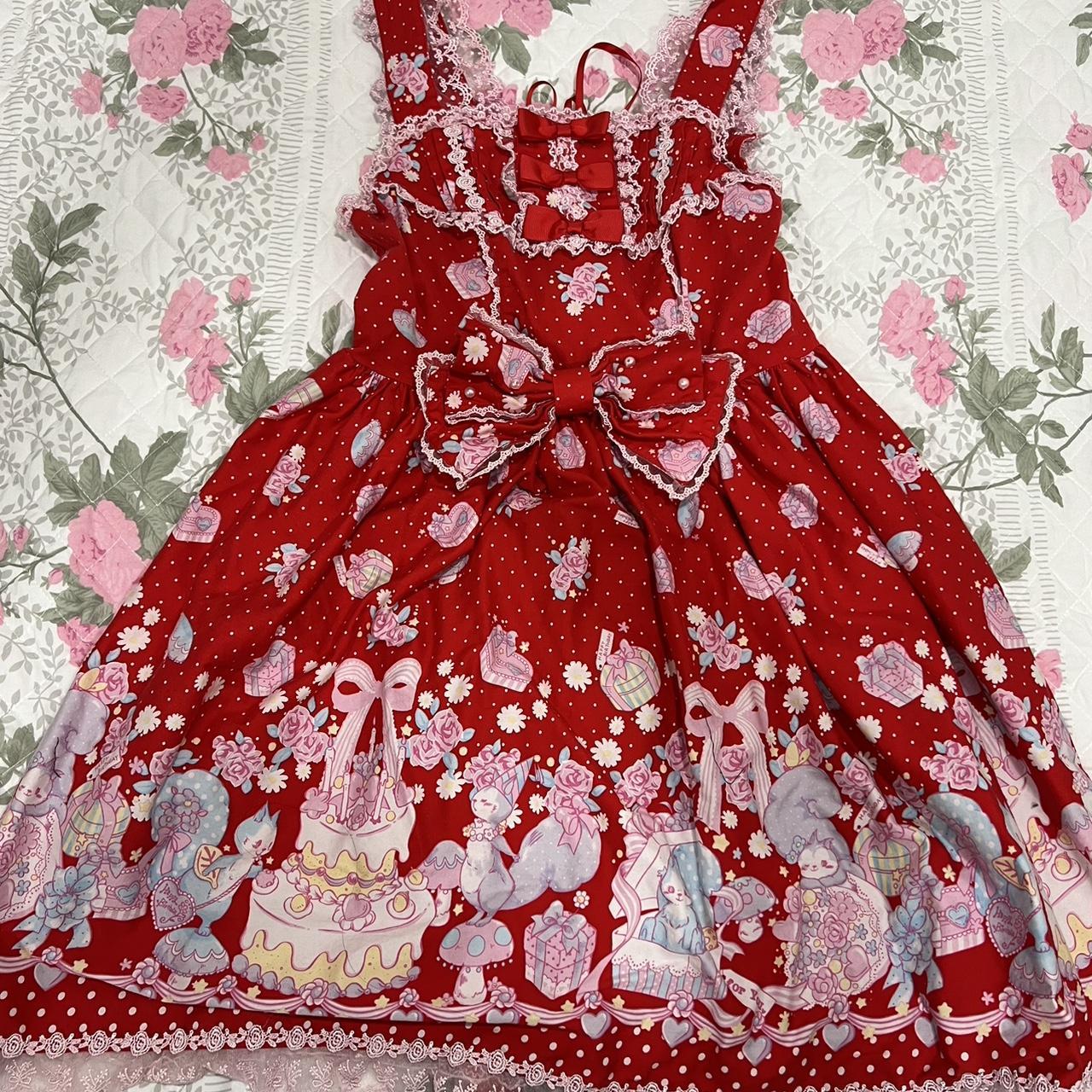 Red Squirrel Party Bodyline Japan lolita dress... - Depop