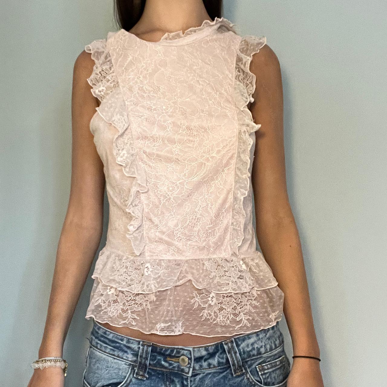 Light pink frilly express top - Depop
