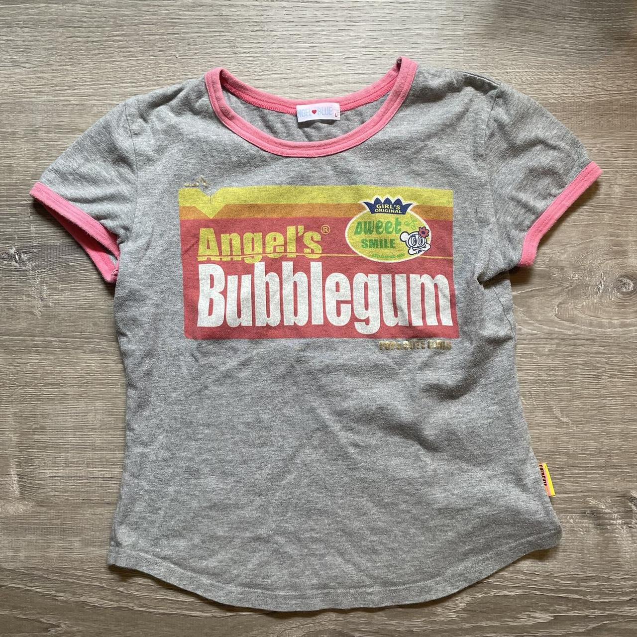 🏹 angel blue “angel’s bubblegum” ringer tee sourced... - Depop