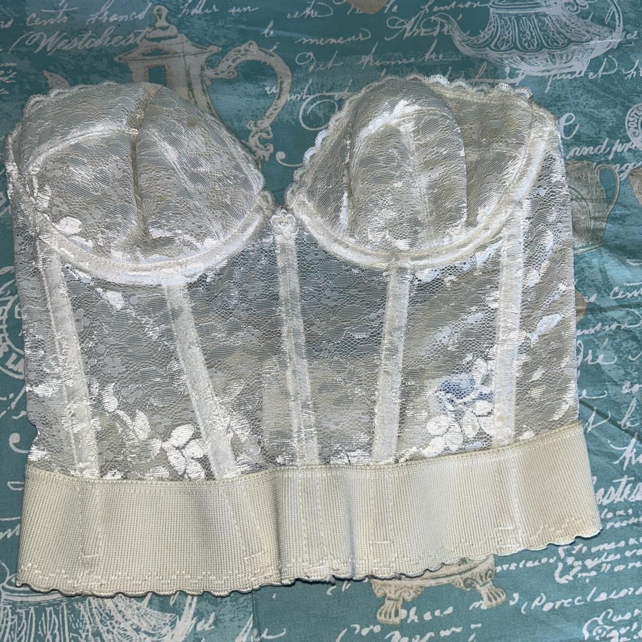 RARE White vintage bustiers size 32C very beautiful... - Depop